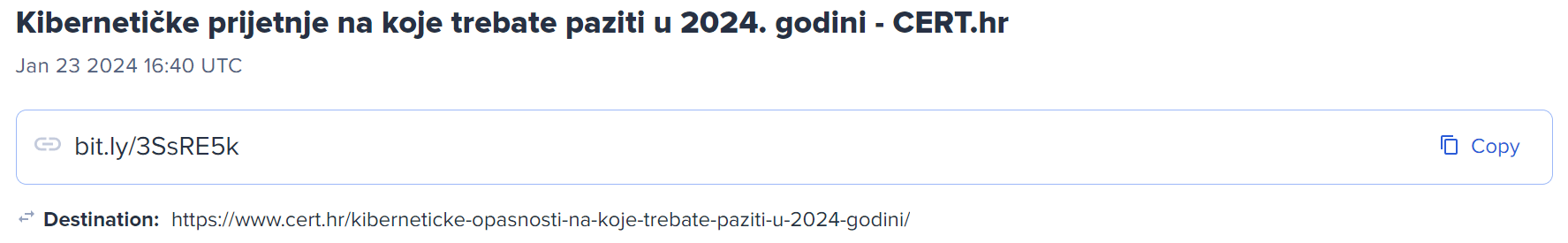 Oprezno sa skraćenim linkovima - CERT.hr